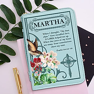 9.6x6.6 Inch Personalized Bible Cover, Custom Bible Cover – Personalized Leatherette Bible Cover and Carrying Case with Handle, Womens Bible Case - Teal (Design 5)