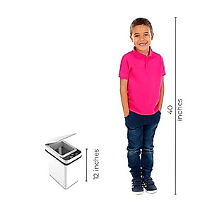 Pure Flower Home Automatic Small Trash Can, 12 Liter/ 3.1 Gallon Motion Sensor Trash Can Waterproof Smart Trash Can Plastic Trash Cans for Bedroom/Bathroom/Office (White)