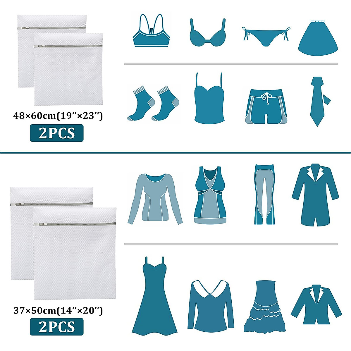 4 Pack Mesh Laundry Bags, Durable Washing Machine Wash Bags, Reusable Lingerie Laundry Mesh Wash Bags for Delicates Blouse, Bra, Bath Towel, Lingerie, Baby Clothes, Travel Organization Bag