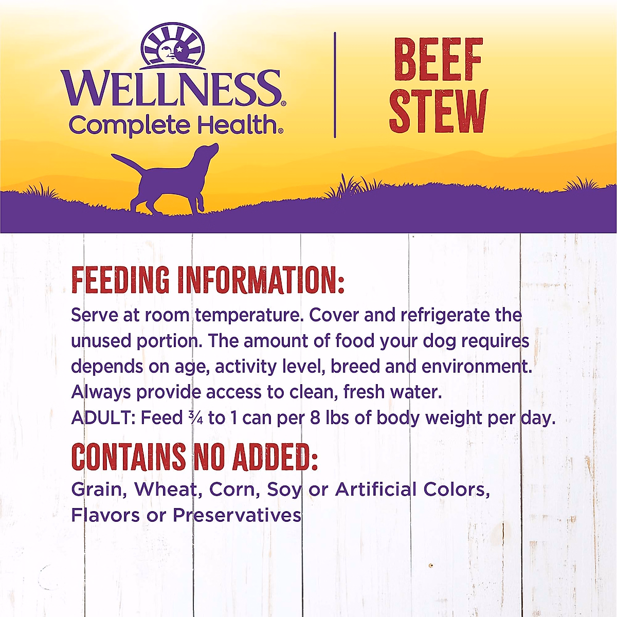 Wellness Complete Health Thick & Chunky Natural Grain Free Canned Wet Dog Food, Beef Stew, 12.5-Ounce Can (Pack of 12)