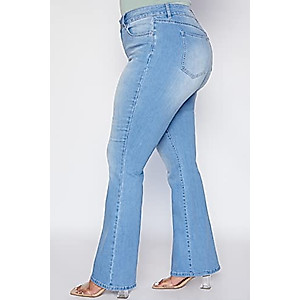YMI Classic Essential Casual Bell Bottom Boot Cut Flared Plus Size Jeans for Women (Light wash Denim,16)
