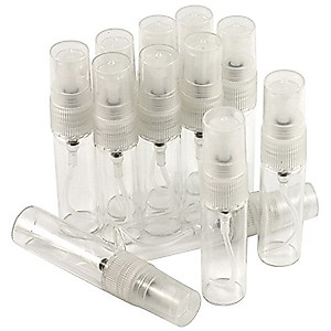 Elfenstal- 10pcs Mini Clear 5ml 1/6OZ Atomizer Fine Mist Empty Glass Bottle Spray Refillable Fragrance Perfume Scent Sample Bottle 1pc Clean Cloth for Travel Party Makeup Tool 2pcs 3ml Free Pipette
