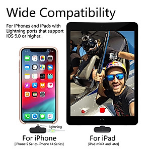 2 Pack Wireless Lavalier Microphone for iPhone iPad with 800mAh Charging Case, RockyMars Clip on Lapel Mic, Plug-Play, Noise Reduction, Portable Microphone for Video Recording/FaceTime/Online Live