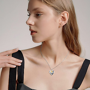 SOULMEET Personalized 10k 14k 18k Solid White Gold Infinity Sunflower Locket Necklace That Holds 1 Picture Photo Heart Locket Necklace, You Are My Sunshine&quot; (Custom photo)