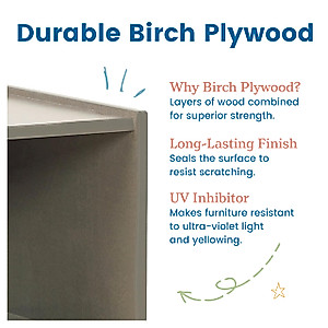 ECR4Kids 8-Compartment Mobile Storage Cabinet, 36in, Classroom Furniture, Grey Wash