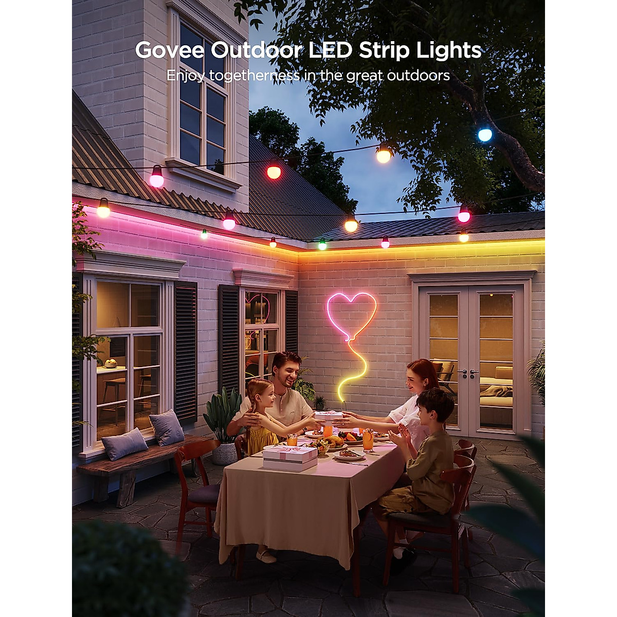 Govee RGBIC Pro Outdoor Strip Lights with Warm and Cold White, 32.8ft WiFi Outdoor LED Eave Lights Waterproof, Outdoor Lights Work with Alexa, App Control for Eave, Stairs, Porch