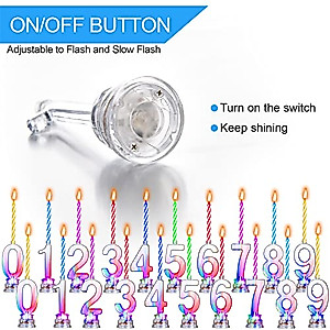 20 Pieces Birthday Number Candle Flashing Multicolor Light up Cake Candle Set LED Number Birthday Cake Topper Candle with 80 Pieces Wax Candles for Birthday Anniversary Celebration