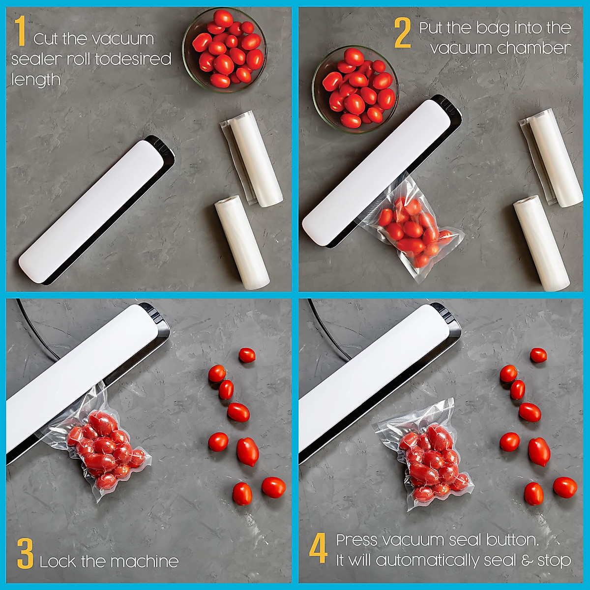 Houseables Vacuum Sealer Bags, Sous Vide Rolls, Two (2), Large 8 Inch x 50 Ft Commercial Grade Plastic, Food Vac Storage & Seal, Airtight Vacume Saver, Microwave & Freezer Safe, Store A Meal