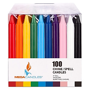 Mega Candles 100 pcs Unscented Assorted Colors Mini Taper Candles, 5 Inch Tall x 1/2 Inch Diameter, Casting Chimes, Rituals, Spells, Vigil, Witchcraft, Wiccan, Meditation, Altar, Magic, Metaphysical