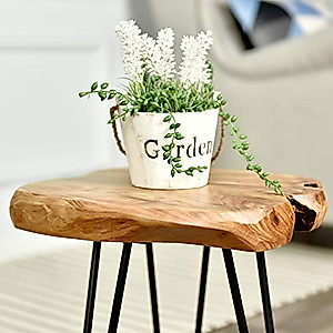 WELLAND Live Edge Side Table with Hairpin Legs, Natural Edge Side Table, Small Nightstand Wood, 15.5" Tall