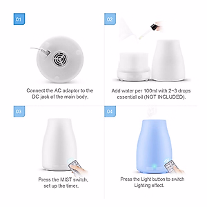 XINGFENSIFNE 300ml Cool Mist Humidifiers for Bedroom With 7 LED Night Light, Ultrasonic Aromatherapy Diffuser with Remote Control Whisper-Quiet Operation,Auto Shut-Off and Timer(3.9 x 6.3 inch)