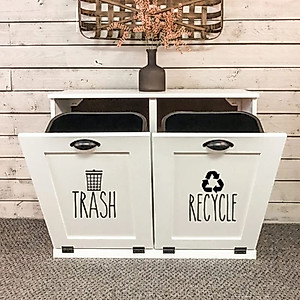 Decoration Beautiful Rae Dunn Inspired Trash Recycle Sticker Decal Bin Garage Rubbish Organization and Cleaning Vinyl Decor