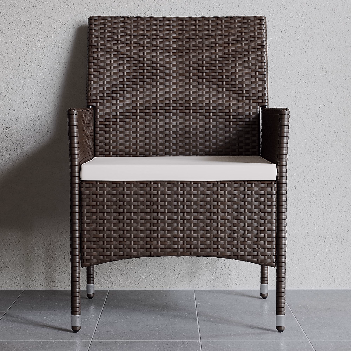 Edenbrook Bayview Rattan Patio Furniture - Outdoor Furniture Set, Set of Three: Loveseat and 2 Chairs, Brown Rattan/Cream