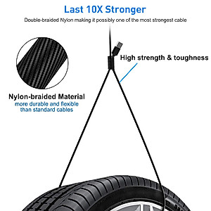 Multi 3 in 1 USB Long iPhone Charging Cable, 3M/10Ft Nylon Braided Universal Phone Charger Cord USB C/Micro USB/Lightning Connector Adapter for Android/Apple/Samsung/LG/Pixel/Huawei/XiaoMi(Black)