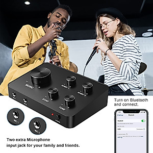 Rybozen Wireless Microphone Karaoke Mixer System, Dual Handheld Wireless Microphone for Karaoke, Smart TV, PC, Speaker, Amplifier, Church, Wedding - Support HDMI, AUX In/Out