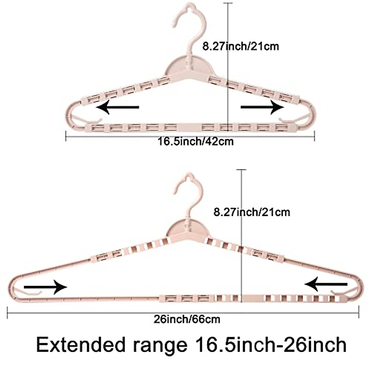 Foshine 4 Pack Extra Large Hangers Big Clothes Hangers Enlarge Adjustable Shoulder 16.5"-26" Drying Hanger Sturdy for Wide Polos Tops Cardigans Quilt Bath Towel Big and Tall Shirts (Light Pink)