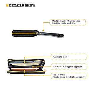 Xpyiqun Sunflower Cow Zipper Leather Women's Wallet Slim Long Fashion Clucth Purse with Wristlet Credit Card Holder for Teen Girls Boys Female Cell Phone Bag Coin Pouches