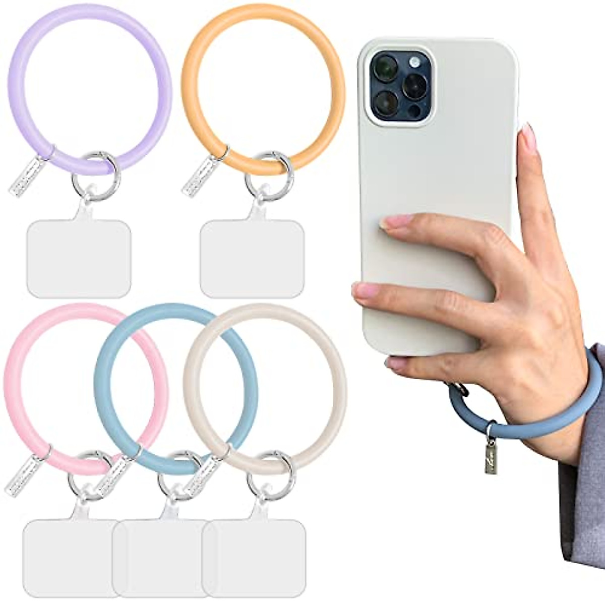 5PCS Silicone Wrist Strap for Phone Case, Cell Phone Charm Wrist Strap, Universal Anti Theft Drop Protection Phone Lanyard Compatible with iPhone 1312 Pro Max 11 S22 Ultra Z Flip3 and Most Smartphones