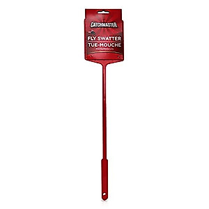 Catchmaster Fly Swatter 6-Pack, Bulk Fly Swatters for Home, Office, Shed & Garage, Gnat Killer Indoor, Bug Catcher Indoor, Fruit Fly, Wasp, & Flying Insect Killer, Pest Control for House, Red, X-Long