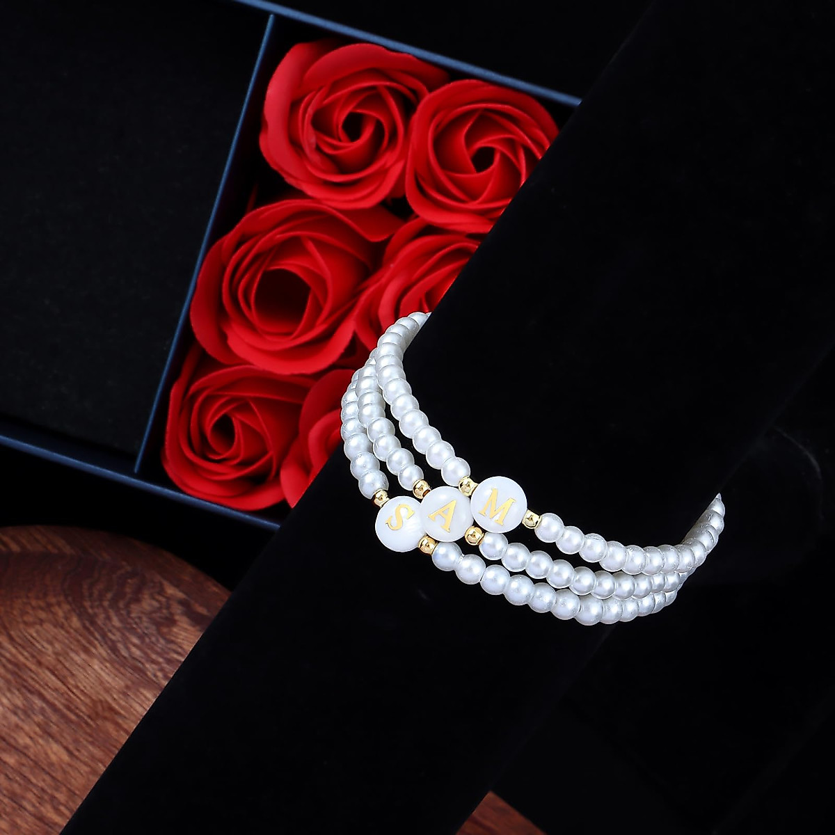 Gold Pearl Bracelets for Women Trendy Dainty Initial Bracelet,Strand Beaded 14k Gold Plated Bracelets for Women,Fashion Charm Womens Bracelets Jewelry Gifts