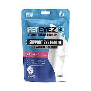 Pet Eyez Vitamin Treats for Cats - Tear Stain Remover - Eye Health Support - Reduces Itching & Allergies - Whitefish Flavor - 1oz