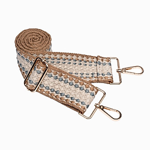 WanderFull Original Crossbody HydroBag | Quilted Water Bottle Carrier | Puffer Tote Tumbler Holder with Pockets for Purse, Phone & Accessories | Carry Travel Essentials (Camel Glossy/Patterned Strap)