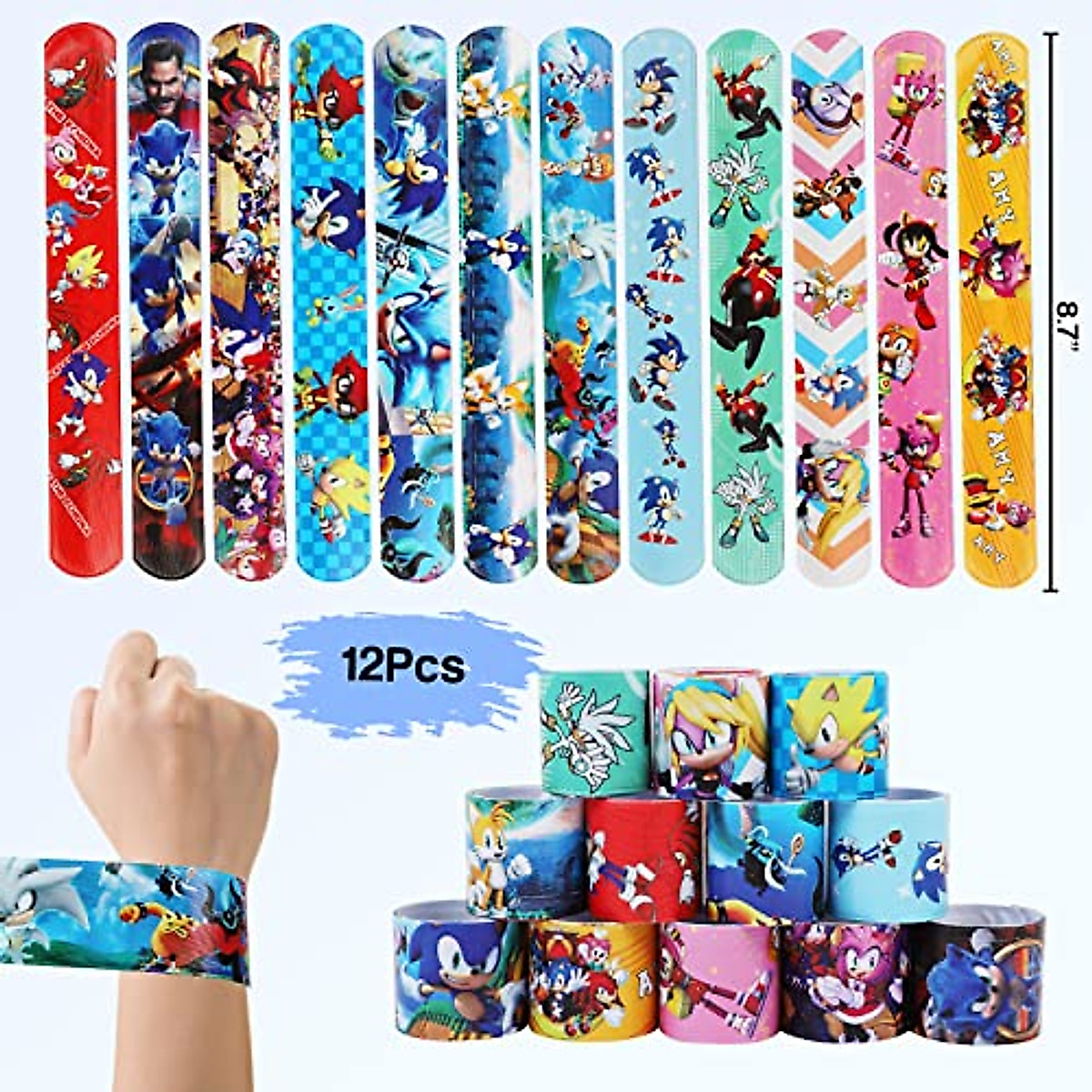 SSJYILE 98Pcs Sonic Party Supplies for Kids Boys Girls, Sonic Party Favors With Goodie Bags, Birthday Carnival Prizes, Themed Box Toys for Classroom, Kids Party Suppilies Favors Gifts