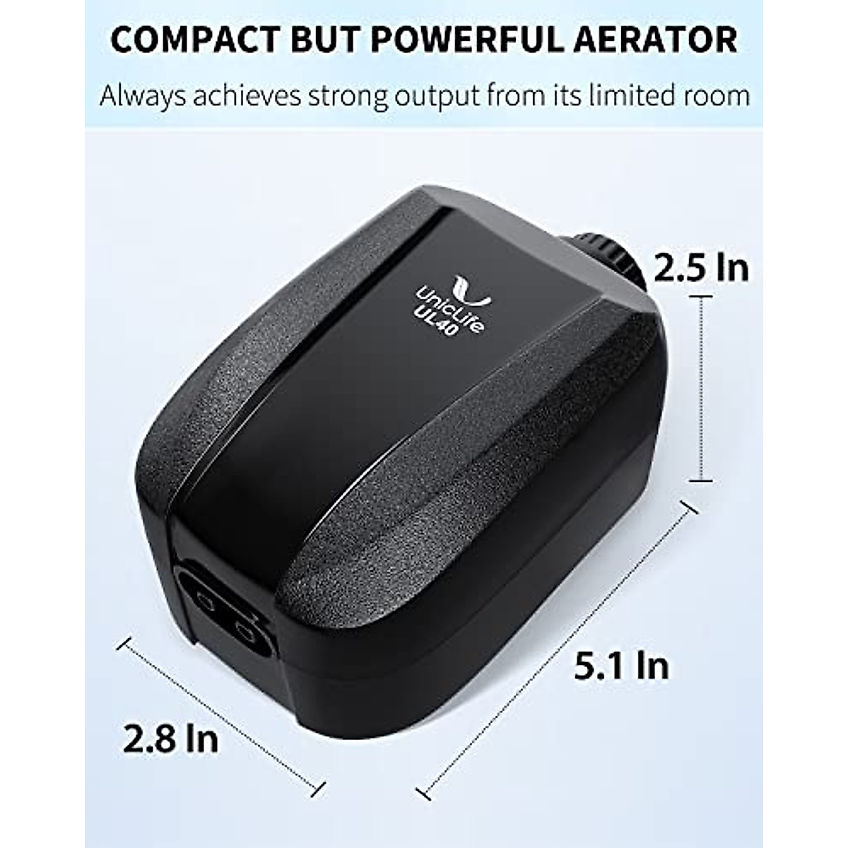 Uniclife Adjustable 64 GPH Air Pump 2 Outlets with Superior Fine Bubbles Air Stone Bar Accessories for Aquarium Fish Tank