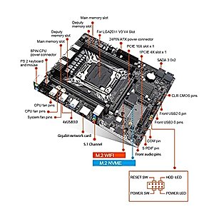 X99M G Desktop Motherboard, 4 DDR4 128GB LGA 2011 3 Computer Mainboard for Intel for XEON E5, M.2 WiFi Port M ATX Gaming Motherboards, 4 SATA3.0, 6 USB2.0, 4 USB3.0, M.2 NVME Port