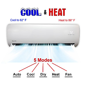 ApooDr 12000 BTU Mini Split Air Conditioner Ductless Inverter System 17.4 SEER2 with Heat Pump 110V 1 Ton,with Installation Kit