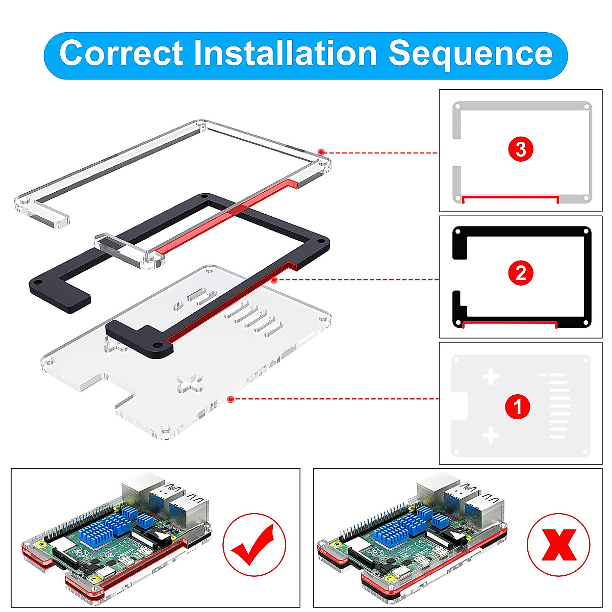 Miuzei Pi 4 B+ Case with Fan Cooling Pi 4B Case with 5V 3A USB-C Power Supply 4Pcs Heat-Sinks