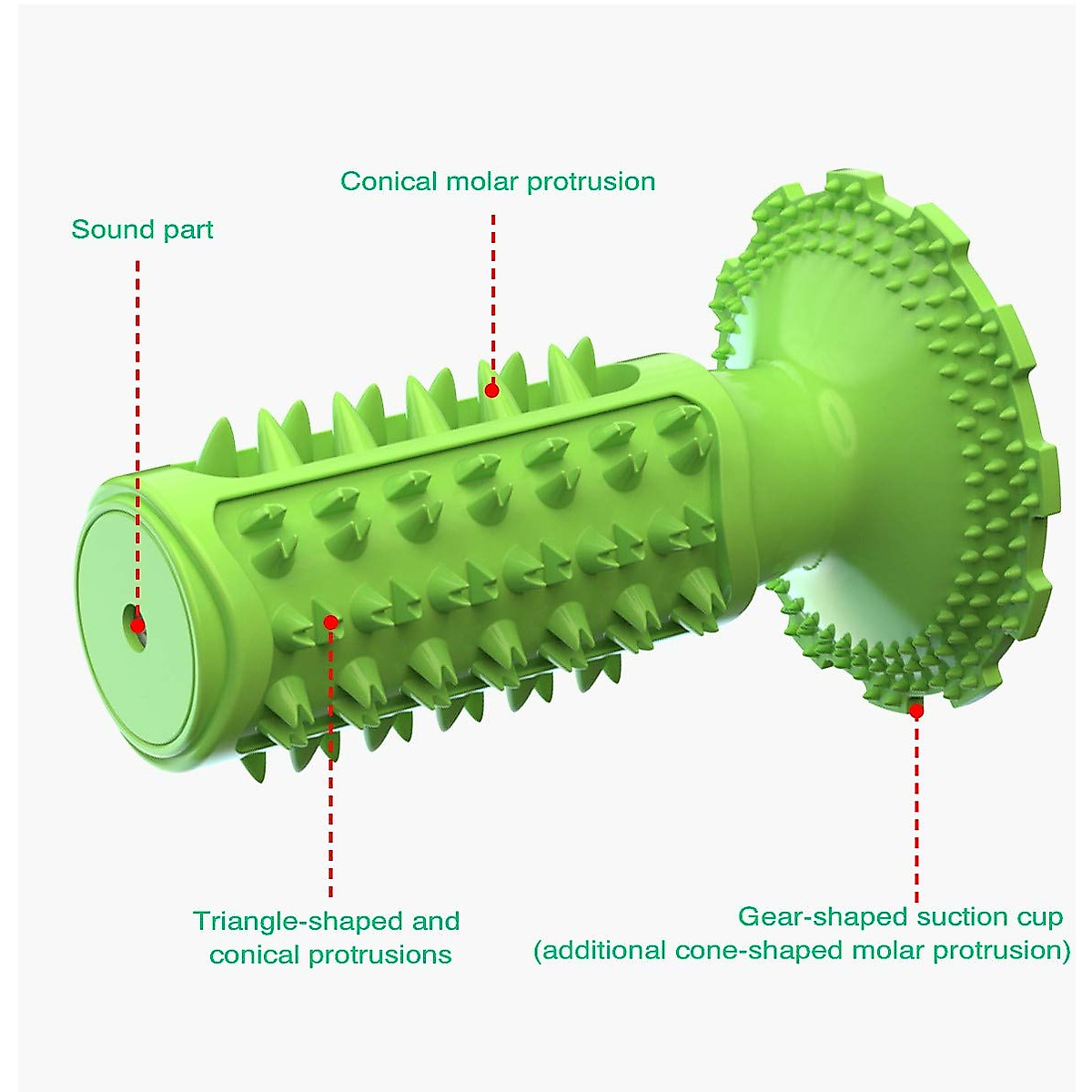 Zozostore Dog Toothbrush Squeaky Chew Toys – 2020 Upgraded Sonic Puppy Teeth Cleaning Stick - Natural Rubber Dental Care Toothbrush, with 2PCS Straw Cleaning Brush.
