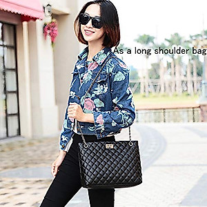 zhongningyifeng Shoulder Bag for Women Handbag Purse Leather Fashion Upgrade with Chain Strap (black1)