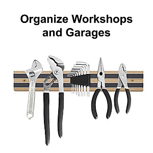 HIC Harold Import Co. HIC Magnetic Knife Holder and Tool Storage Bar, Wood, 12-Inches, 12 inch