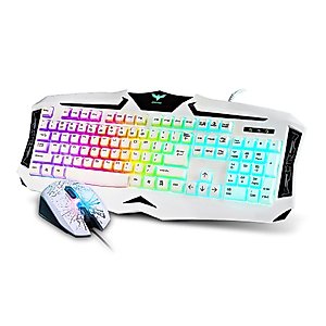 HAVIT ® HV-KB104CM LED Backlit Wired Keyboard Mouse Combo (White)