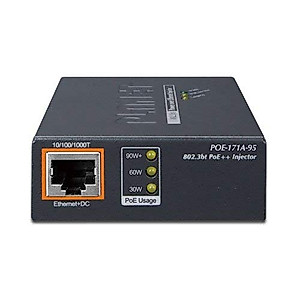 Planet POE-171A-95 Single-Port 10/100/1000Mbps 802.3bt Ultra PoE Injector (95 Watts, PoH, Legacy Mode Support, PoE Usage LED) w/External Power Adapter