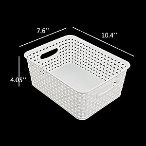 Eagrye 6-Pack 10.4-Inch x 7.6-Inch x 4.05-Inch Plastic Storage Basket, Woven Basket Bin