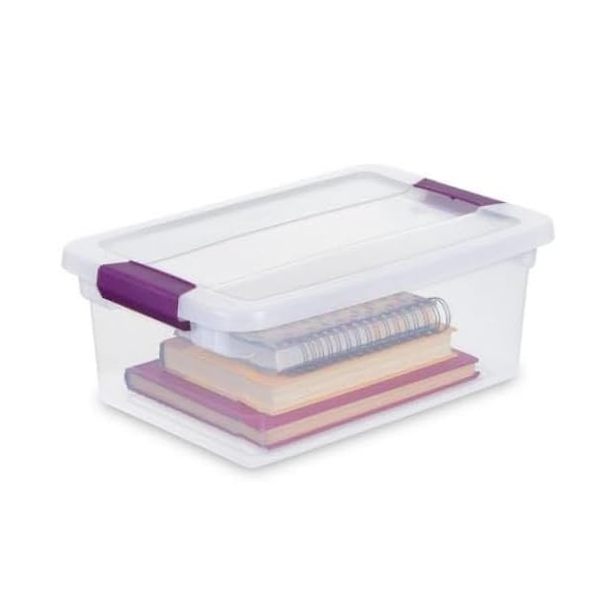 Generic Storage Containers with Secure Lids, Clear Viewing, Stackable Design, 17x11x6.5 inches, Made in the USA, Sweet Plum, 17531712*2