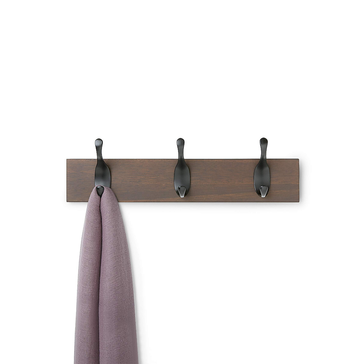 Amazon Basics Rectangular Wall Mounted Modern Coat Rack, 3 Hooks, Walnut