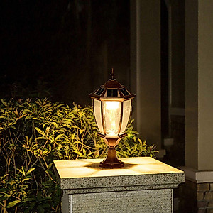 XXINY Outdoor Solar Lamp Fence Post Lamp Wall Lamp Villa Garden Courtyard Lamp Waterproof Door Post Lamp Lamp Post Porch Patio Pillar Lamp Street Lantern Table Light