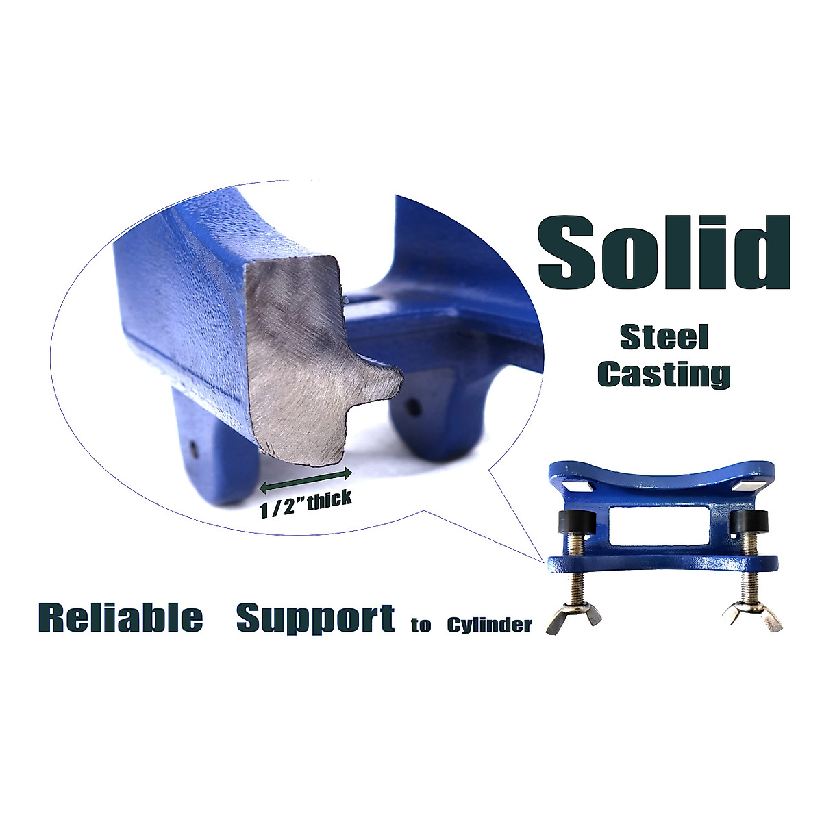 Gas Cylinder Holder Bench Mount Gas Cylinder Bracket Helium Tank Strap Mounting Bracket Reinforced Casting Steel Brackets Safety Mount Quick Fist Clamps Nitrogen Tank CO2 Cylinder Propane Tank Holder