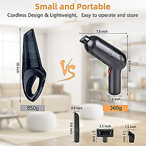 RUILIXIN Cordless Hand-held Vacuum Cleaner, Mini Rechargeable Manual Vacuum Cleaner, 8000pa Strong Suction, Wireless Portable Small Car Vacuum for Carpet Car- Black