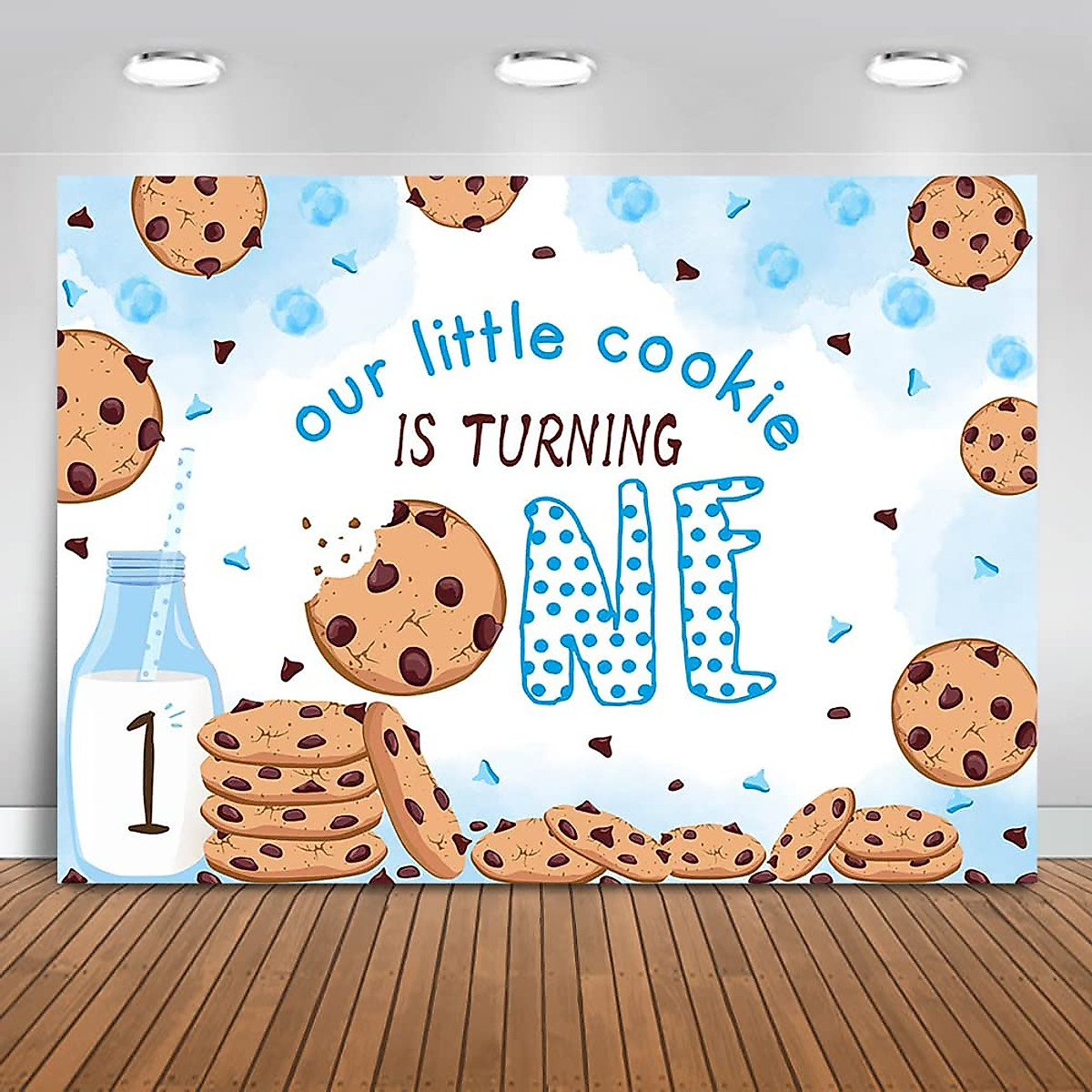 Mocsicka Cookie First Birthday Party Backdrop Cookies and Milk 1st Birthday Background Boys First Birthday Party Decorations Banner Photo Studio Props (7x5ft)