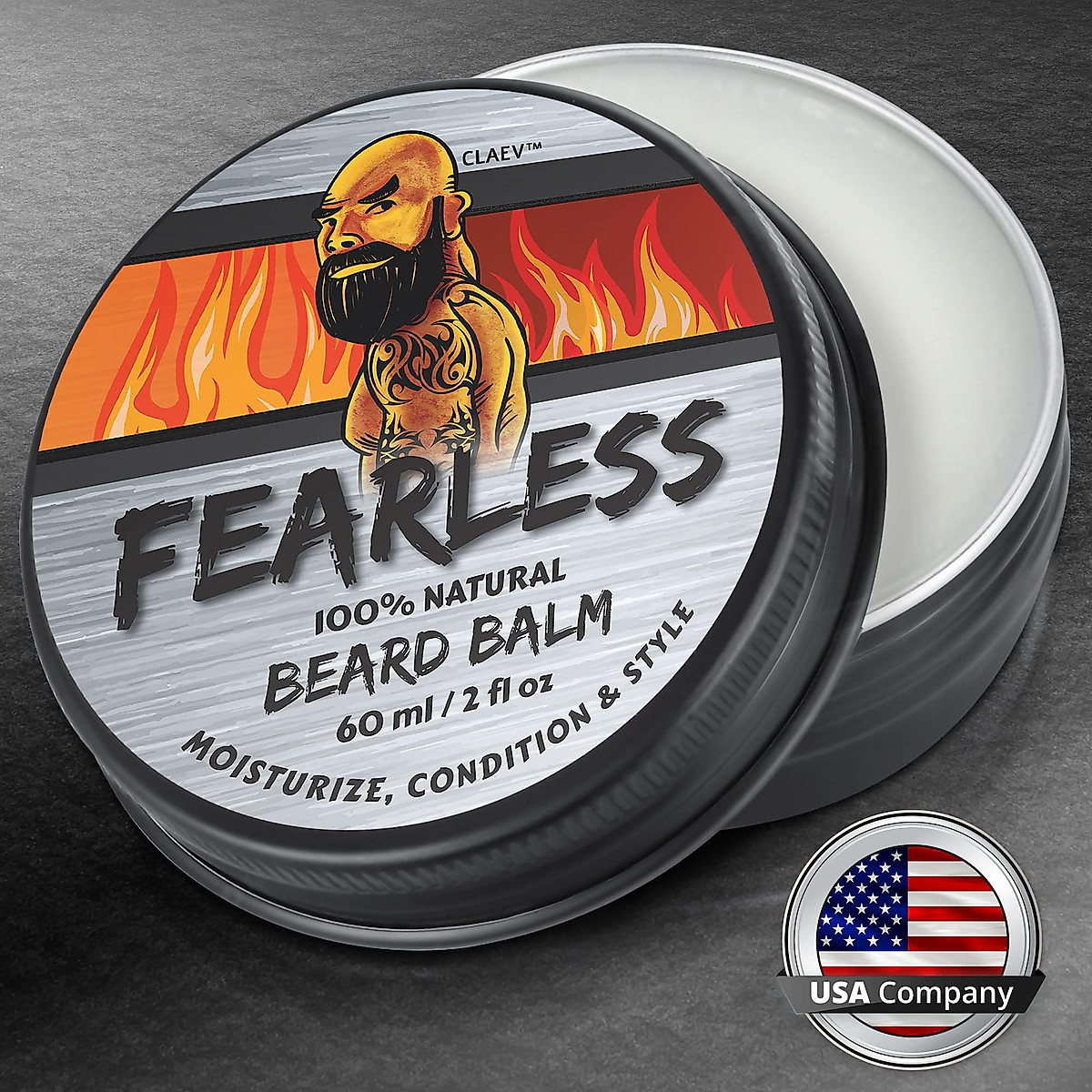 Claev Beard Balm (2 oz), 100% Top-Grade Natural Beard Conditioning & Styling Balm, Designed for Rugged, Active, or Outdoorsy Men, Includes Shea Butter, Vegan Beeswax, Cedarwood Oil, is a US Company