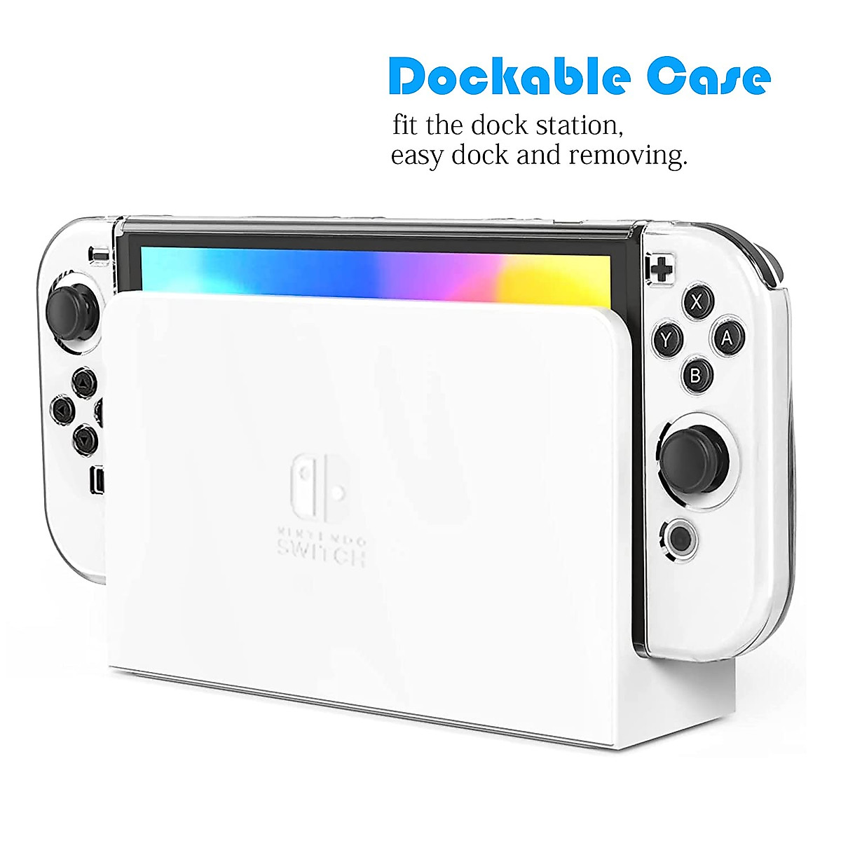 Clear Case for Nintendo Switch OLED, 3 in 1 Dockable Protective Case for Switch OLED and Joy-Con Controller Shock-Absorption and Anti-Scratch Design (Clear)
