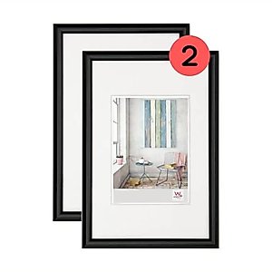 walther design Picture Frame Black 40 x 60 cm Twin Pack, Trendstyle Plastic Frame KP460BD