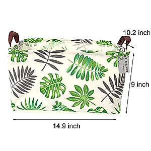 Rectangle Storage Baskets Canvas Fabric Organizer Bin for Kids Toys, Books, Clothes, Pets & Gifts - Perfect for Home/ Office / Nursery/ Shelves(Leaf)