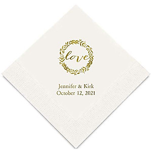 Weddingstar Personalized Printed Paper Napkins 3-Ply 50 Pack - Cocktail White