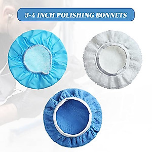 Mudder 20 Pieces Car Orbital Buffer Polisher Pad Bonnet Microfiber Max Baxer Polishing Buffing Cover (3-4 Inches)