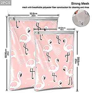 Xigua 2PCS Flamingo Mesh Laundry Bag Storage Organizer Bag Delicates Durable Travel Washing Bag for Sock,Lingerie,Large Garment